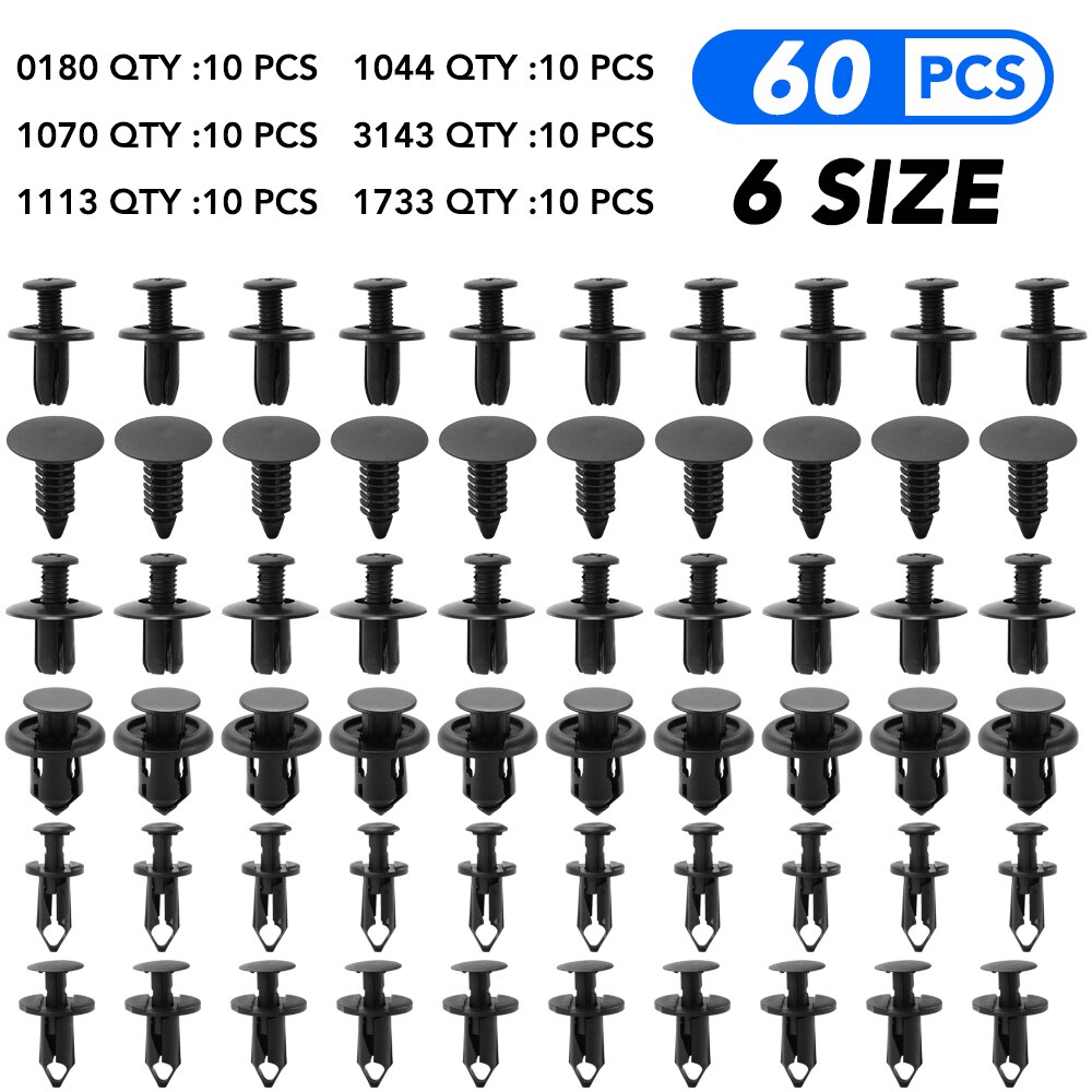 6 Size 60Pcs Auto Fastener Clips Vehicle Retainer ... – Vicedeal