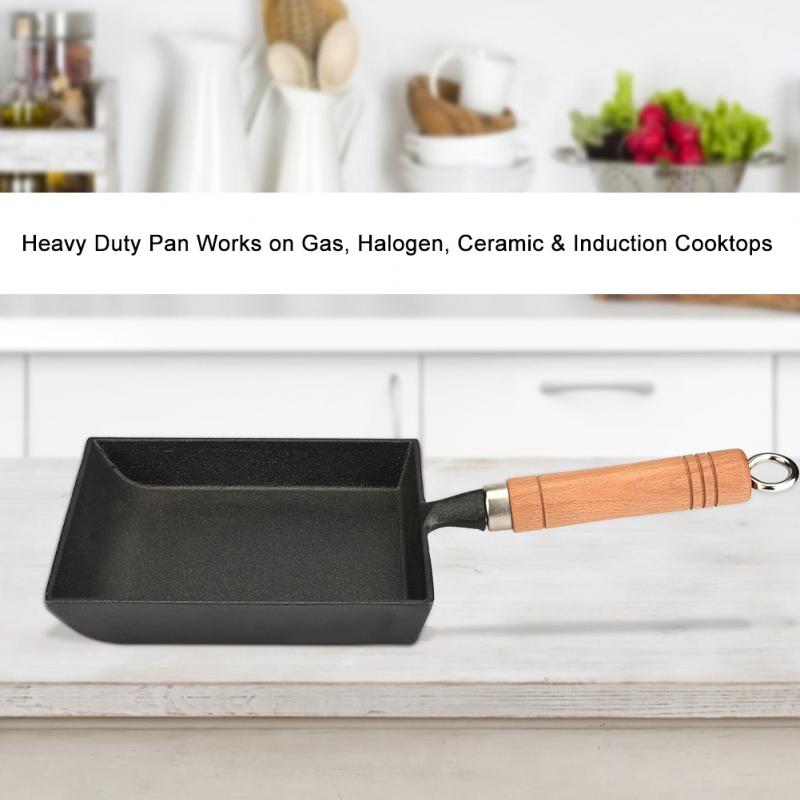 Cast Iron Skillet Non Stick Frying Pan With Wood H... – Grandado