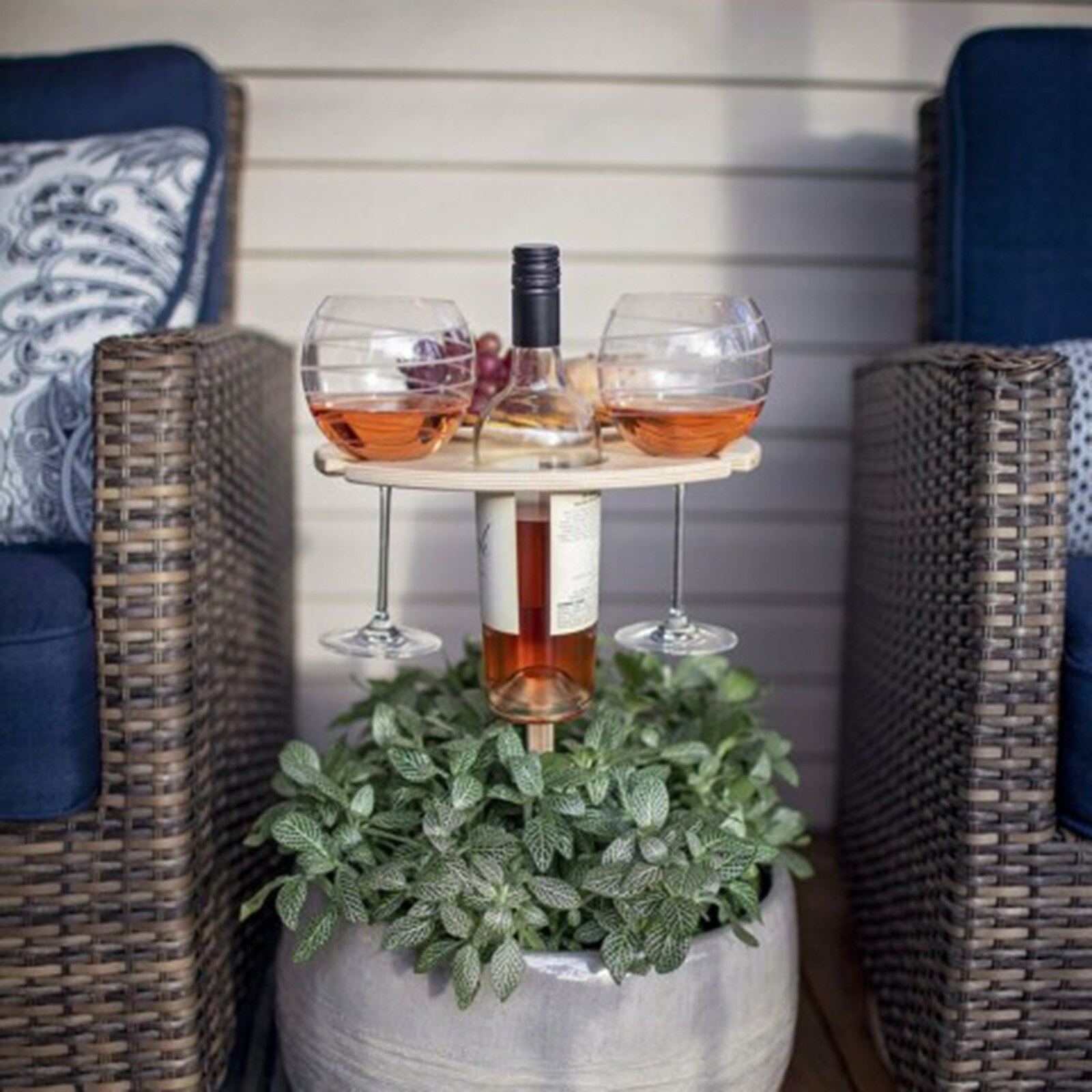 Wine Holder Wooden Table Outdoor Beer And Wine Tab... – Grandado