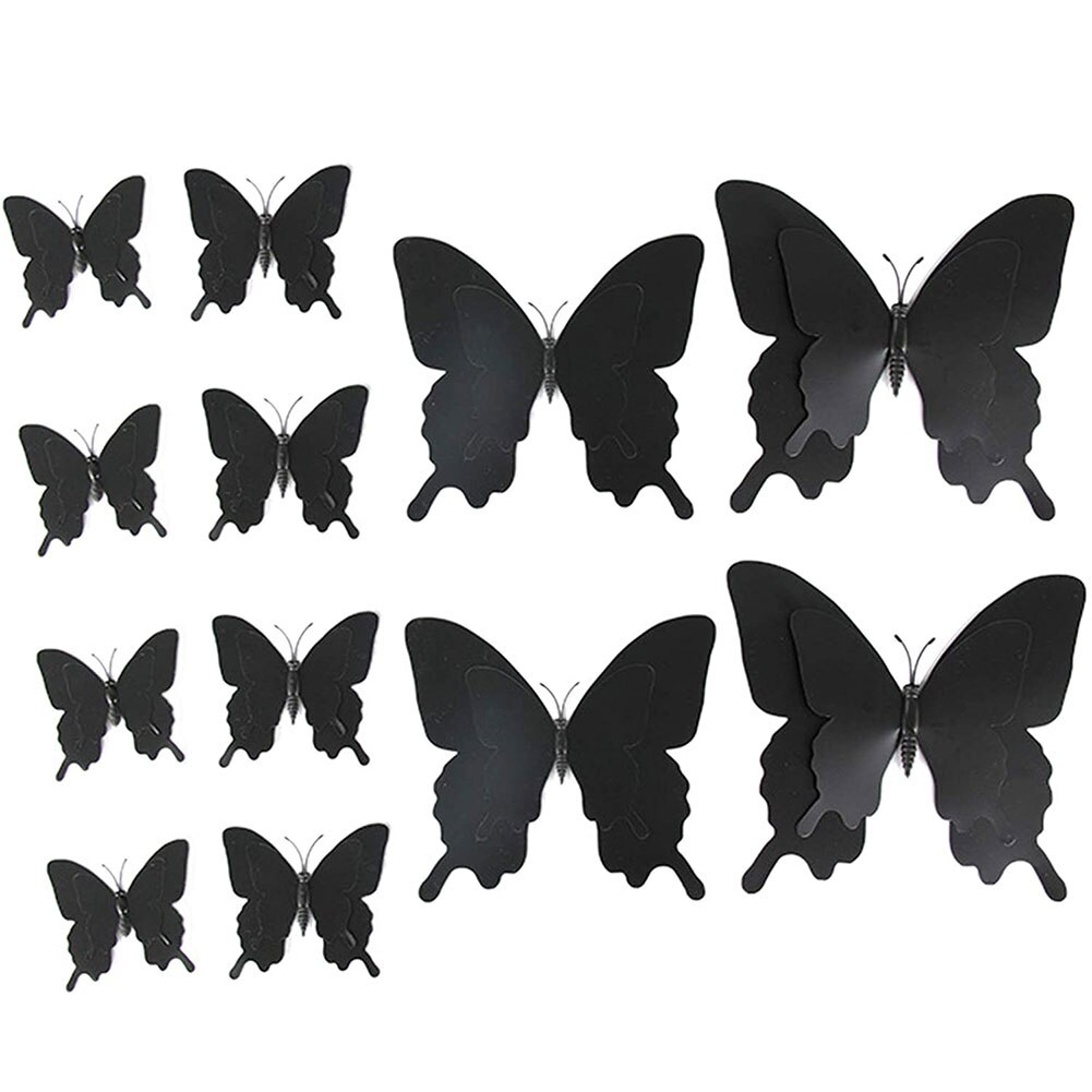 12PCS 3D Wall Sticker Black Butterfly Wall Art Dec... – Vicedeal