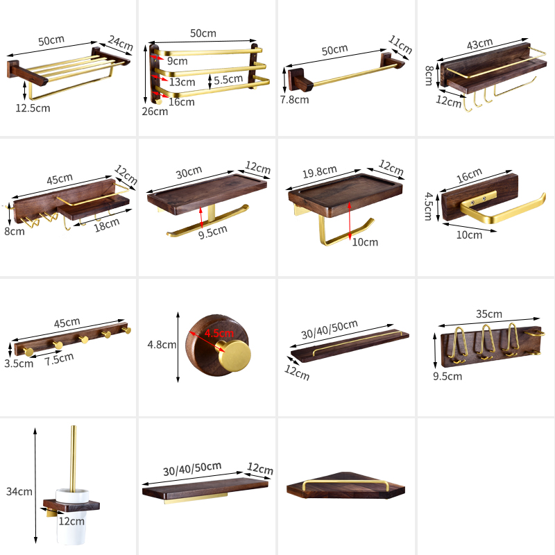 Bathroom gold walnut solid toilet paper holder gol... – Grandado