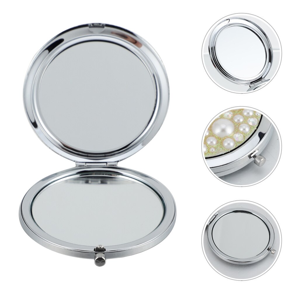 1pc Pearl Decor Metal Mirror Portable Double Sides... – Grandado