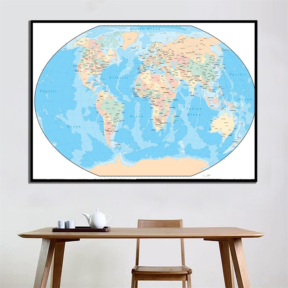 A2 Size The World Fine Canvas Map Home Crafts Offi... – Vicedeal