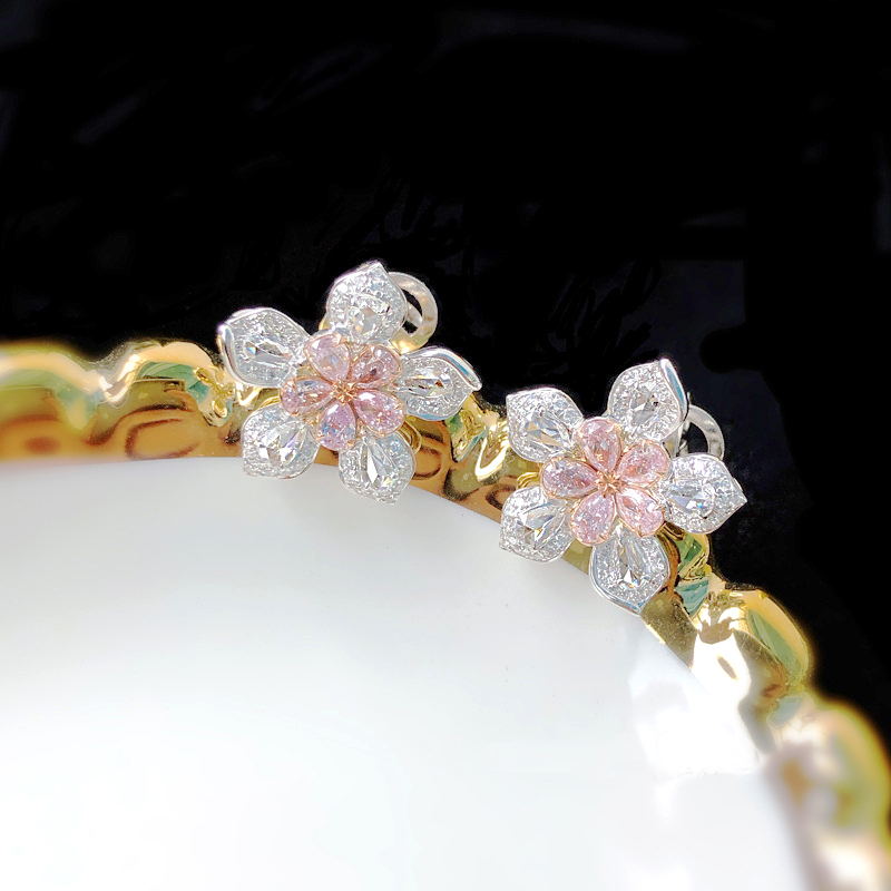 2022 Spring Cherry Flower Silver Color Earrings Pe... – Grandado