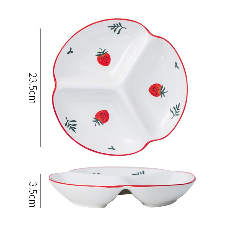 （9 inch Ceramic Three-divided Plate Fruit Bowl Sna... – Grandado