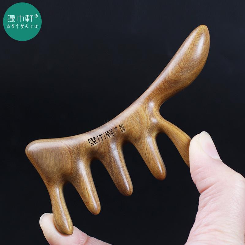 Massage comb head meridian comb green sandalwood c... – Vicedeal
