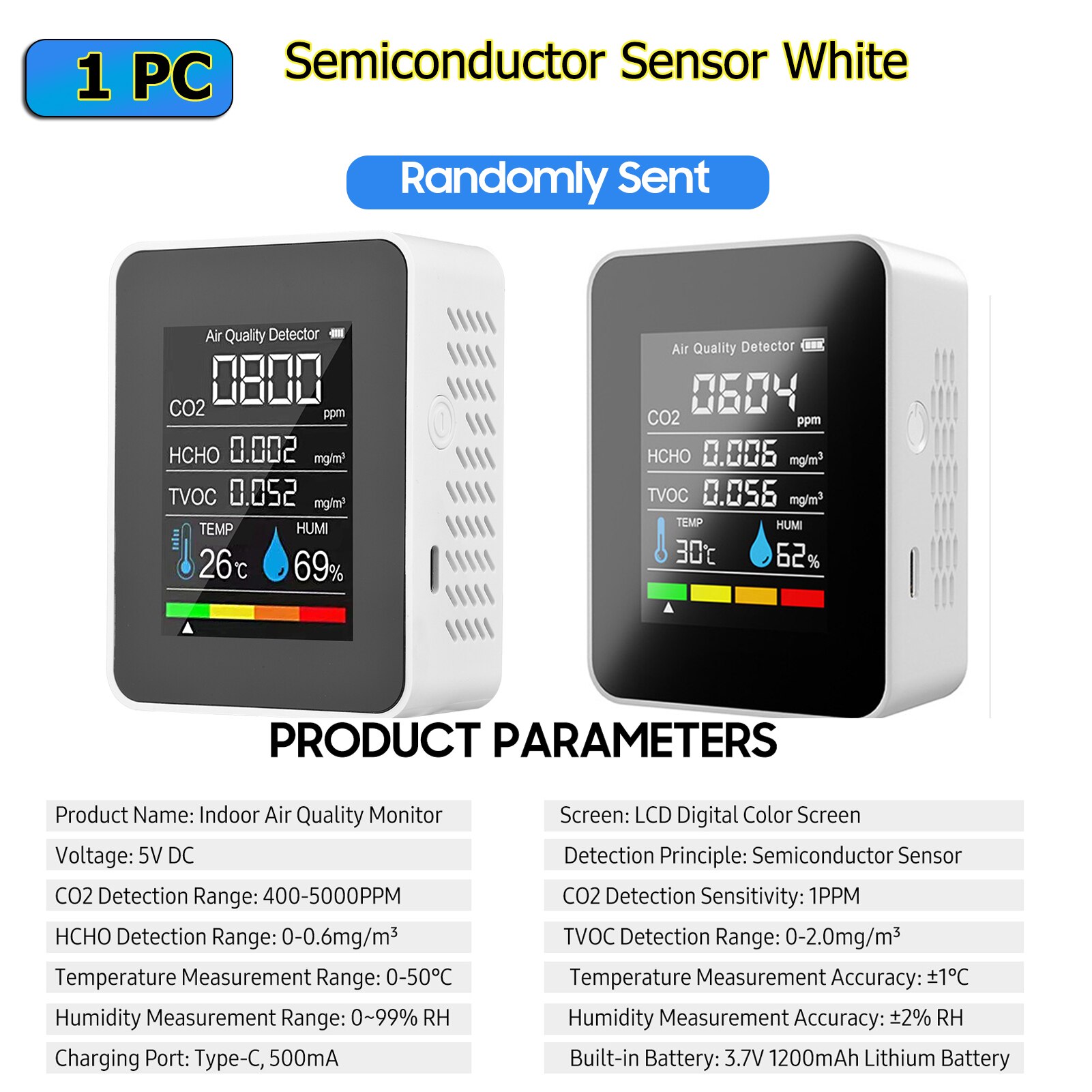 CO2 Meter 5in1 Formaldehyde Hcho Tvoc Tester Co2 S... – Vicedeal