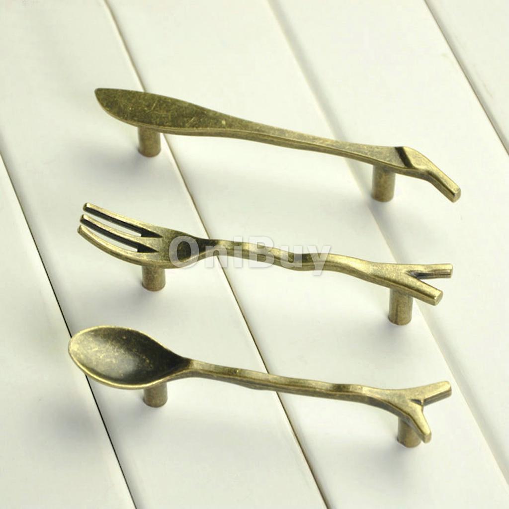 Antique Bronze Spoon Kitchen Closet Drawer 76mm Pu... – Vicedeal