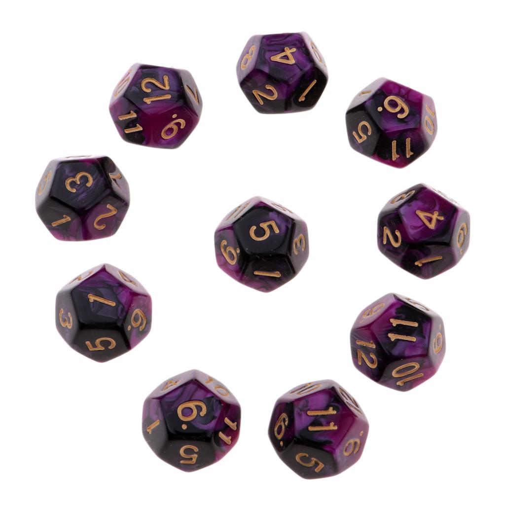 Pack of 10 D12 Multi-Sided Polyhedron Dice Colors ... – Vicedeal
