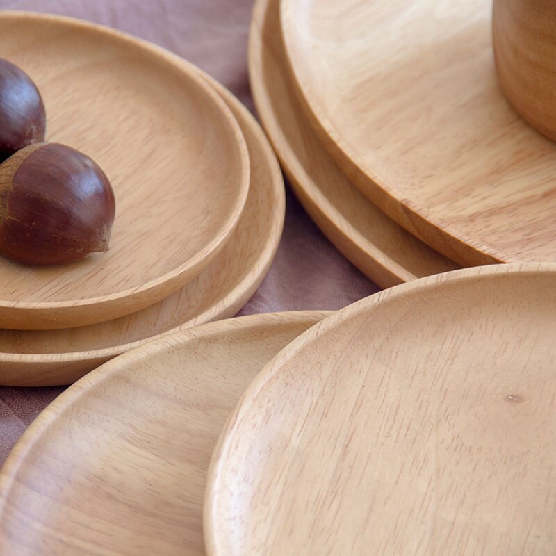 Round Solid Wood Plate Whole Wood Fruit Dishes Woo... – Vicedeal