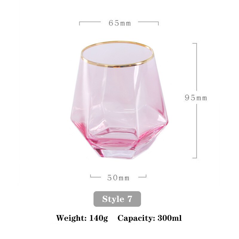 Crystal Diamond Water Glass with Gold Rim, Househo... – Vicedeal