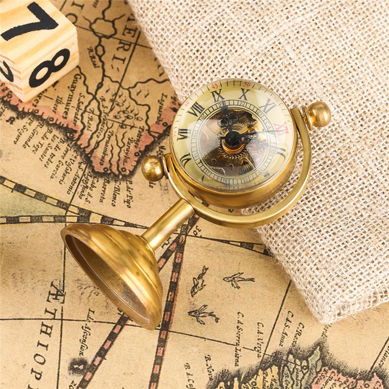 Spinning Globe Gold Desk Clock for Women Men for P... – Grandado