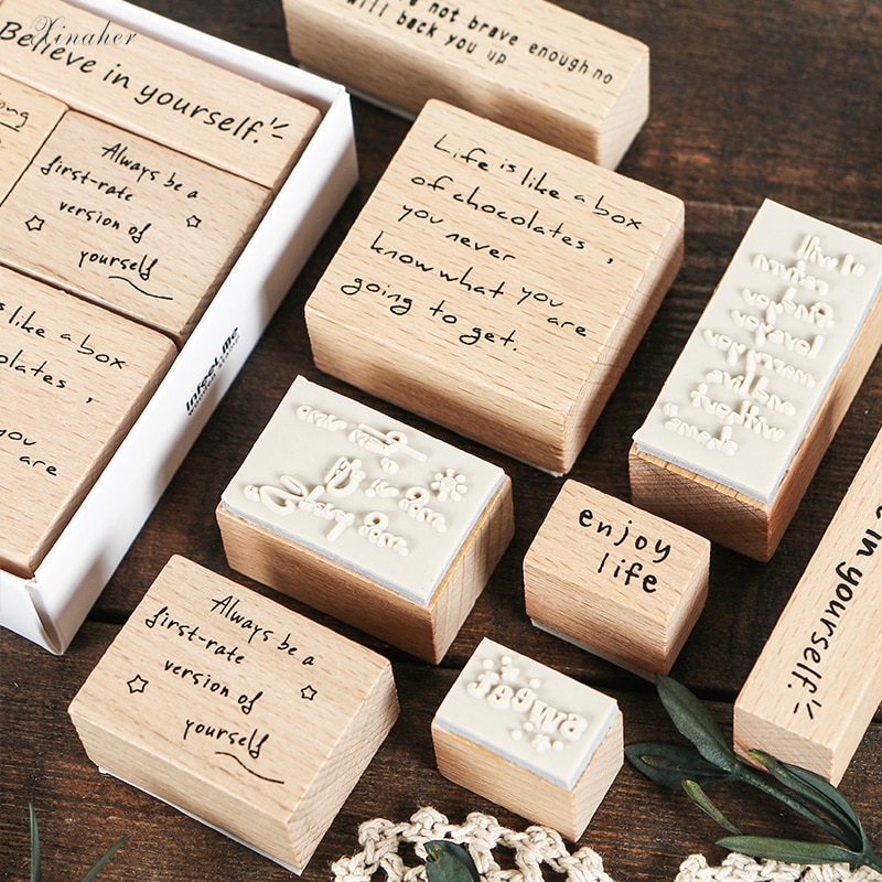 1set Vintage Simple English combination stamp DIY ... – Grandado