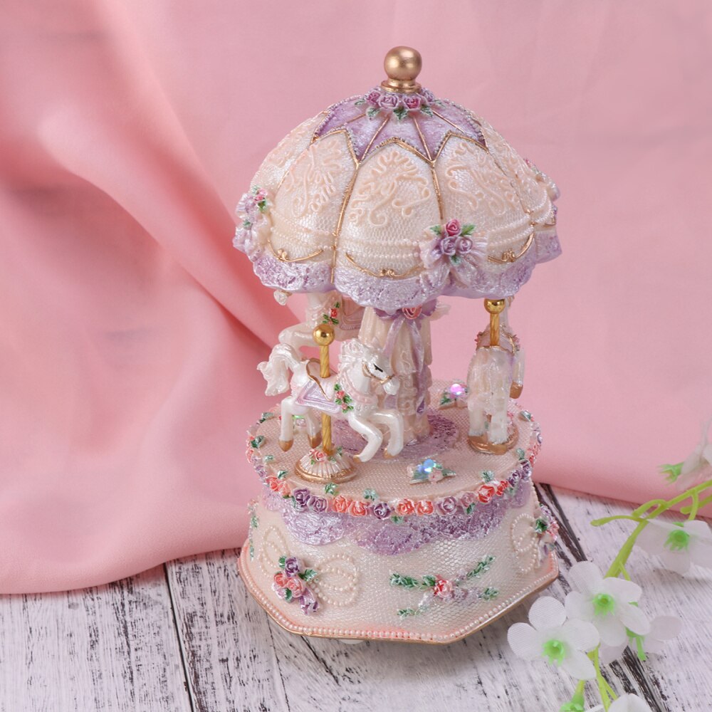 Luxe Carousel Muziekdoos Hars Kleurverandering Led... – Grandado