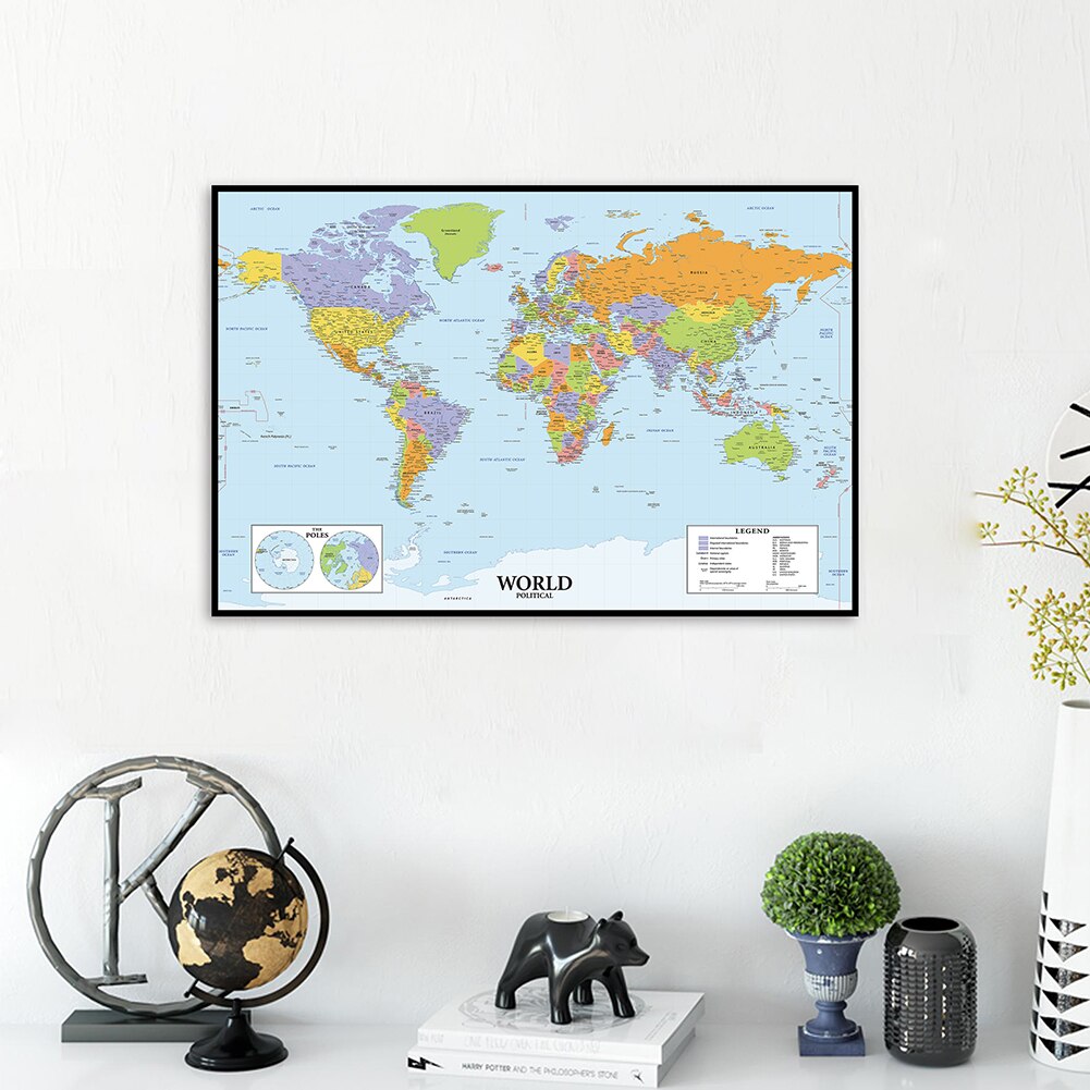 80*60cm Political Map of The World with Details HD... – Grandado