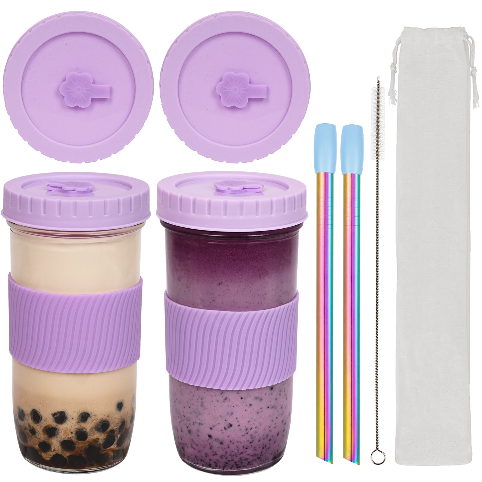 2pcs Reusable Boba Cup Bubble Tea Cup 24Oz Leakpro... – Grandado