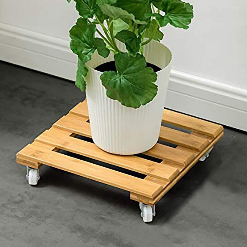 Bamboo Plant Stand with Wheels, Mobile Flower Pot ... – Grandado