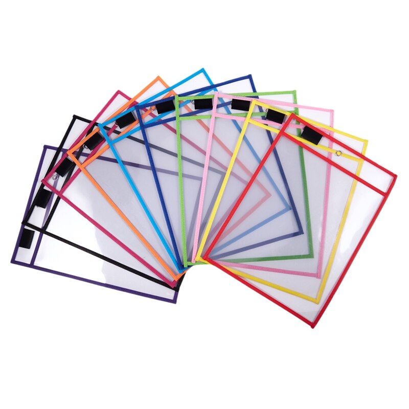 30 Pack Dry Erase Pockets PVC Transparent Sewn Dry... – Vicedeal