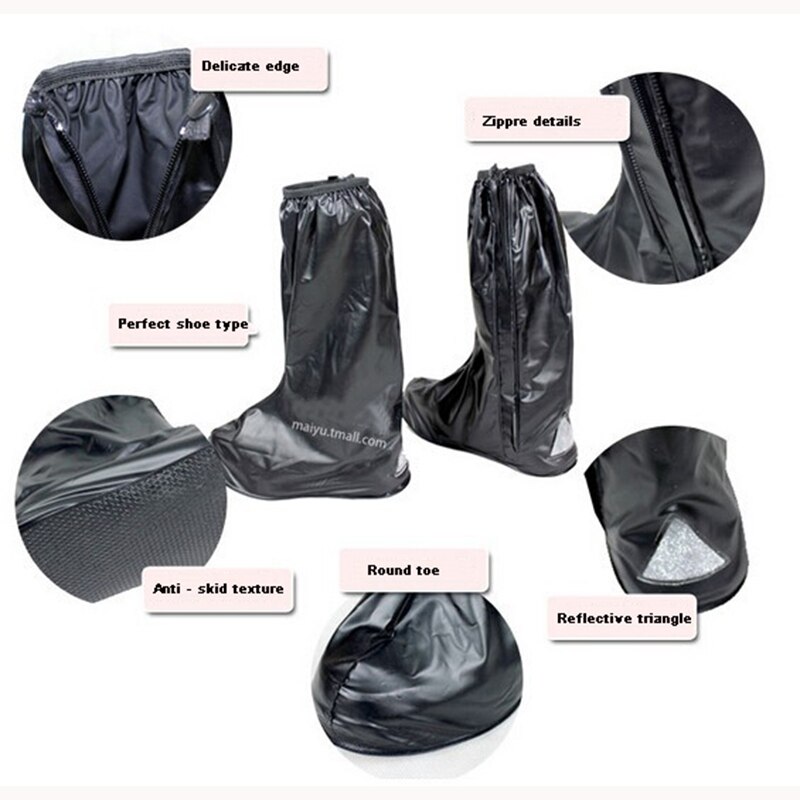 Black Motorcycle rain boot Cover Rainproof zipper ... – Grandado