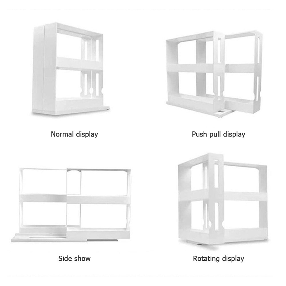 2 Layers Rotating Storage Shelf Cabinet Bottle Spi... – Grandado