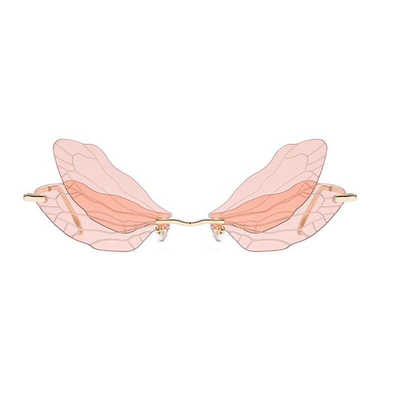 Rimless Dragonfly Wing Sunglasses Women Vintage Cl... – Grandado