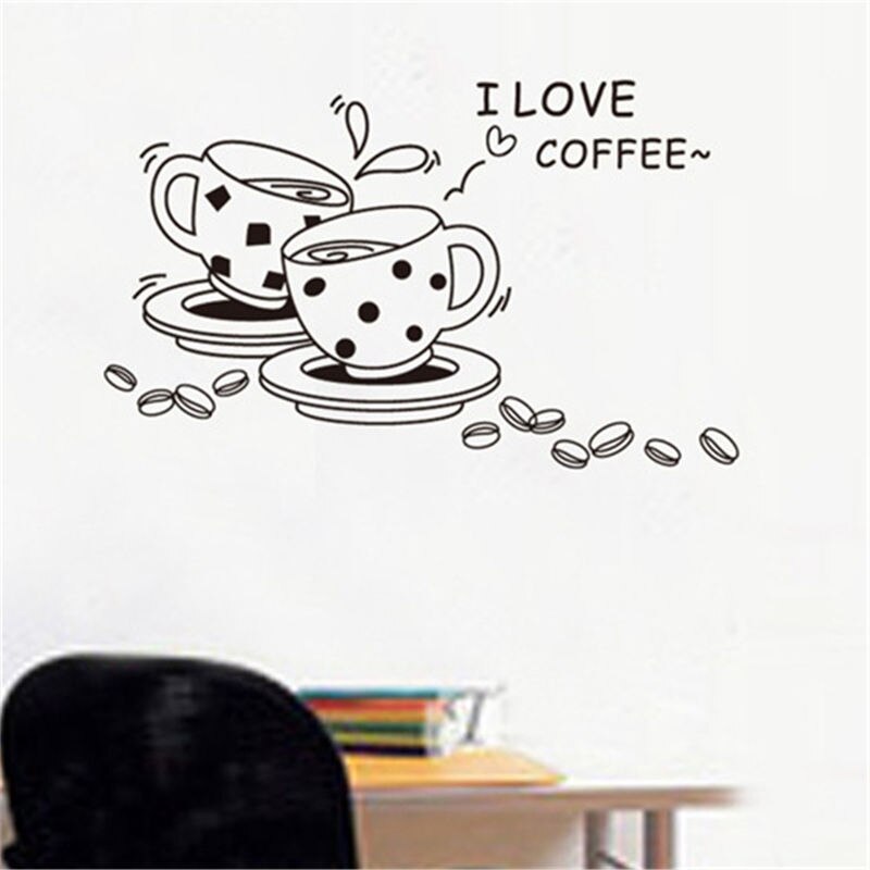 Black Coffee Cups Wall Art Stickers PVC Coffee Sti... – Grandado