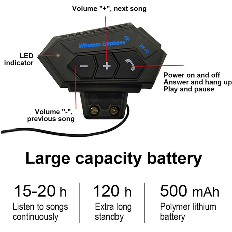 BT 12 Motorcycle Bluetooth CSR 5.0 Helmet intercom... – Vicedeal
