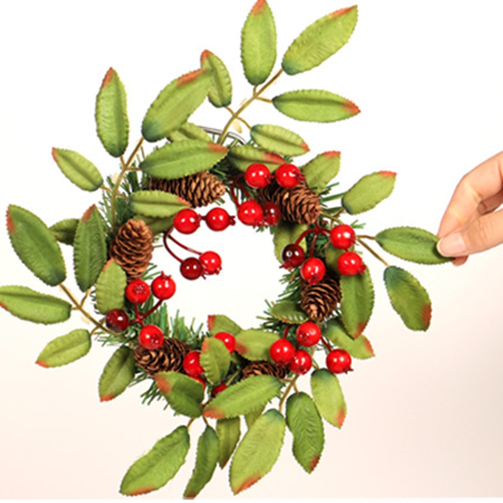 Red fruit vine circle big pine cone wreath wreath ... – Vicedeal