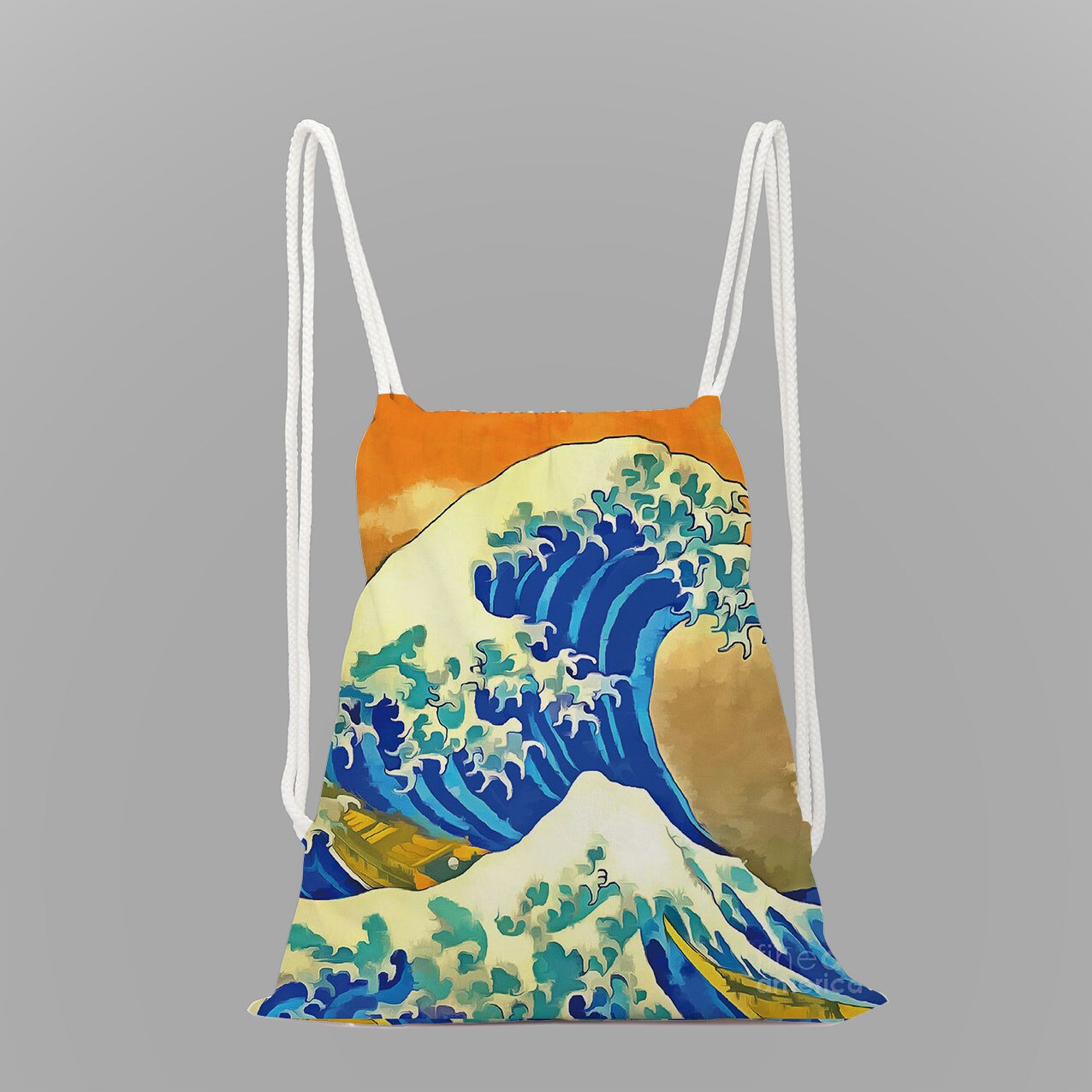 Kanagawa surf print school backpack girls drawstri... – Vicedeal