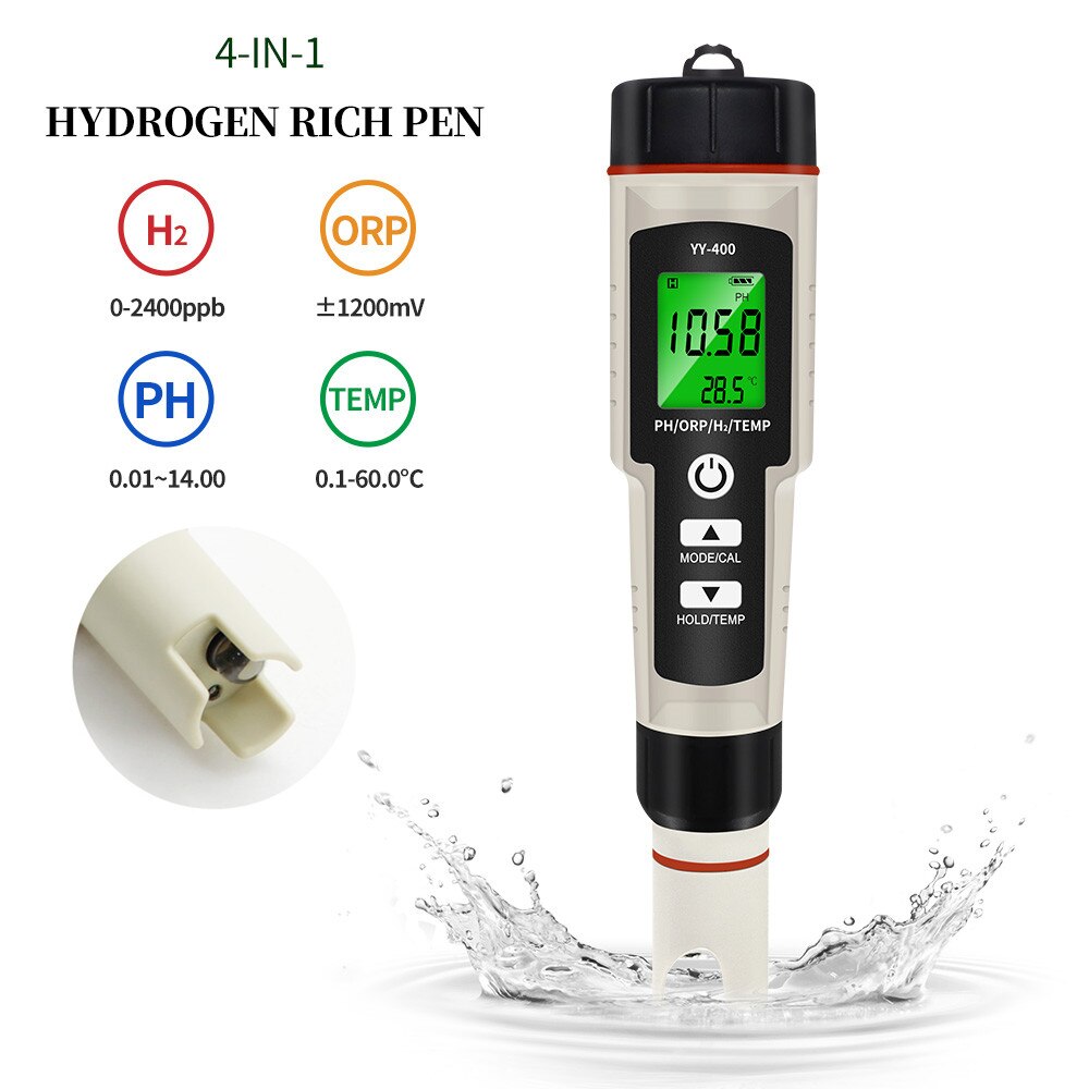 4-in-1 pH/H2/TEMP/ORP Tester Digital Hydrogen Ion ... – Vicedeal