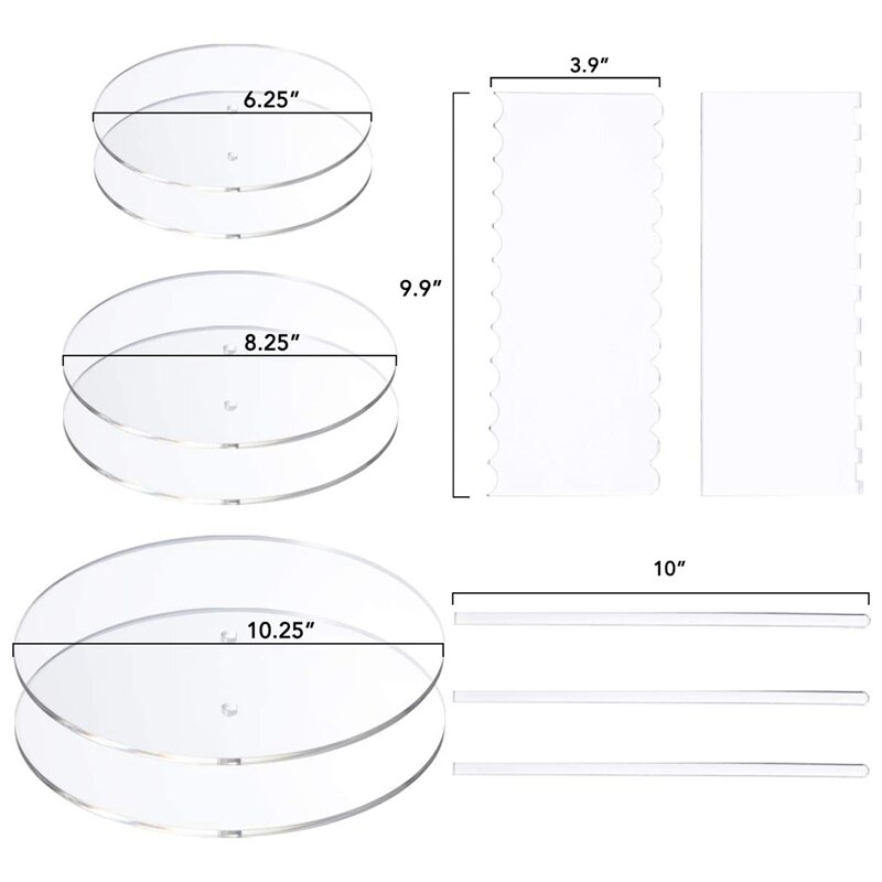 Acrylic Round Cake Disk Set - Cake Discs Circle Ba... – Vicedeal
