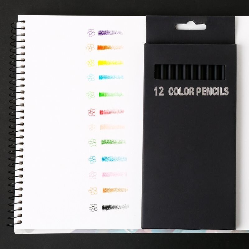 12 Colors Black Wood Pencil Set Drawing Painting S... – Vicedeal