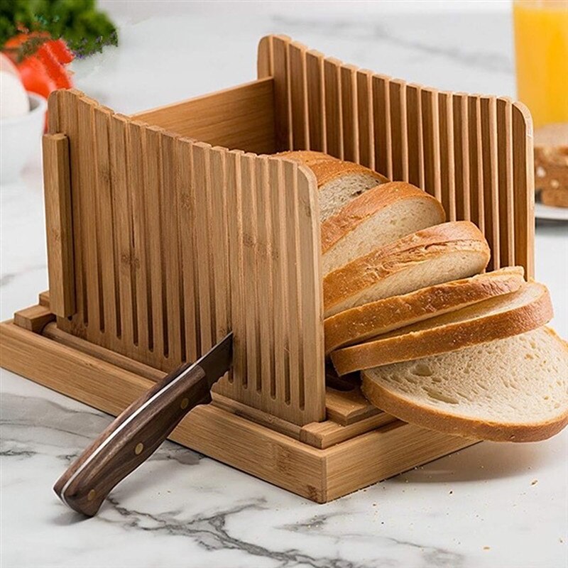 BOUSSAC Bamboo Bread Slicer Bread Crumb Tray Folda... – Grandado