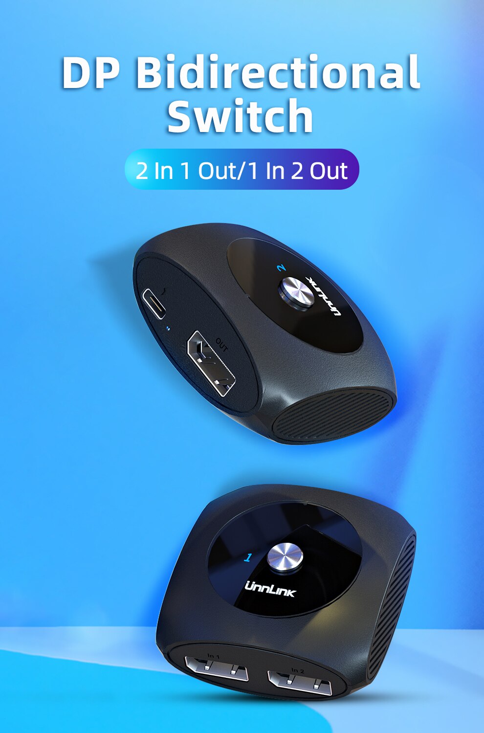 UNNLINK Displayport Switch DP Splitter DP Bi-Direc... – Grandado