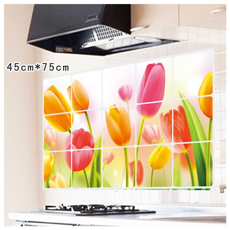 Kitchen Oil Proof Stickers Paper Charming Flower T... – Grandado