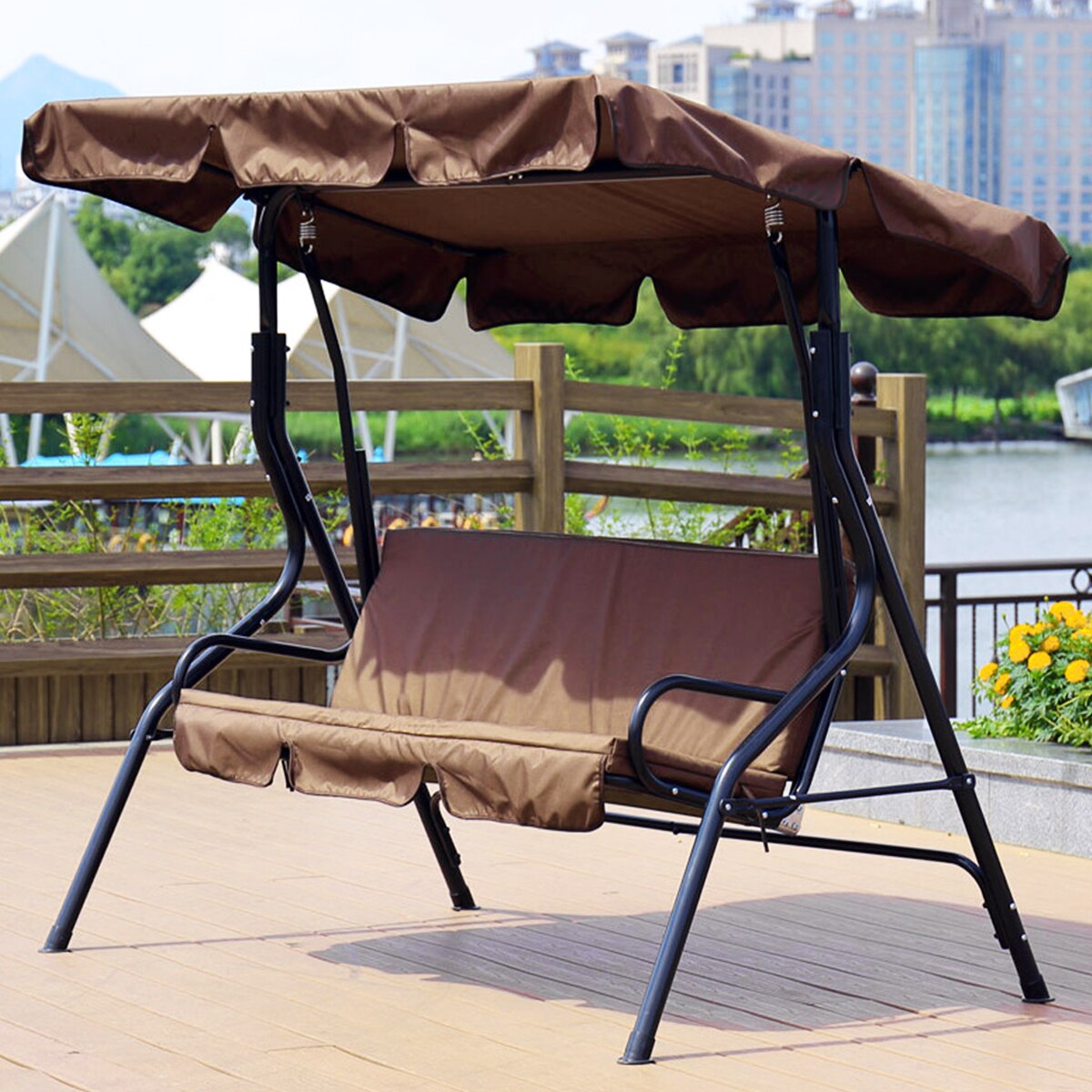 3 Seat Tuin Schommel Stoel Luifel Cover Shade Sail... – Grandado