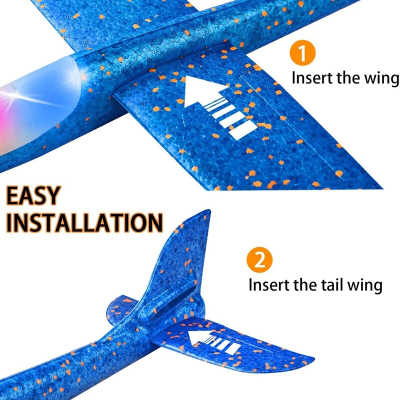 2 Pack LED Light Airplane 48CM Large Throwing Foam... – Grandado