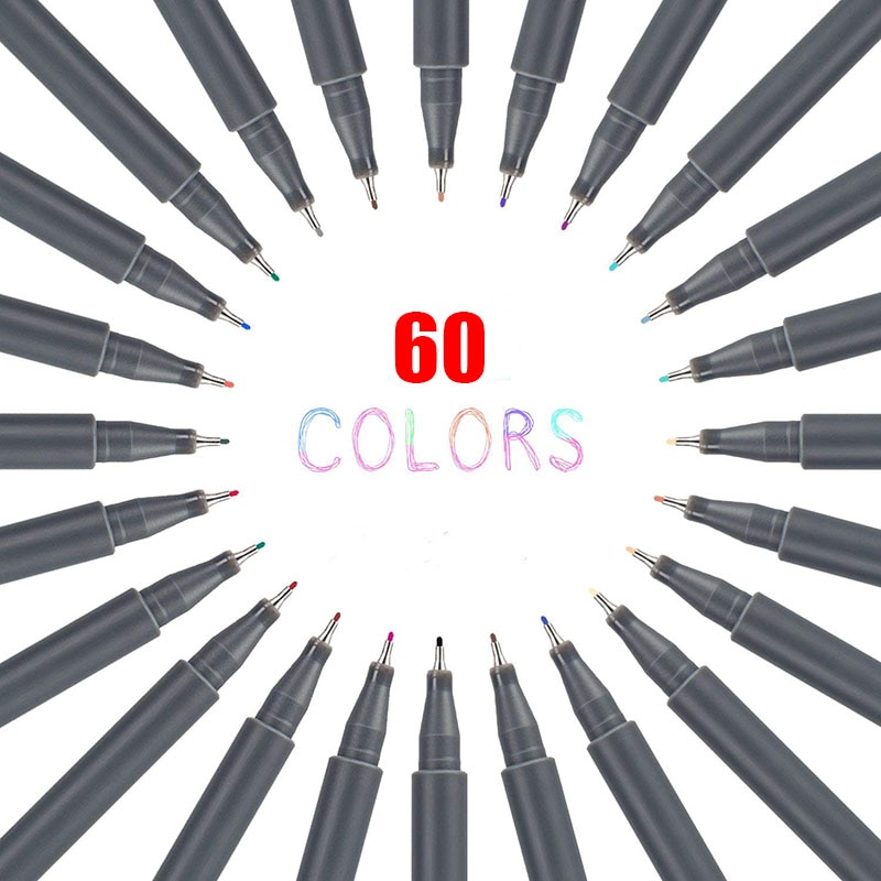 60 color Fineliner Pen set 0.4mm Micron Liner colo... – Grandado