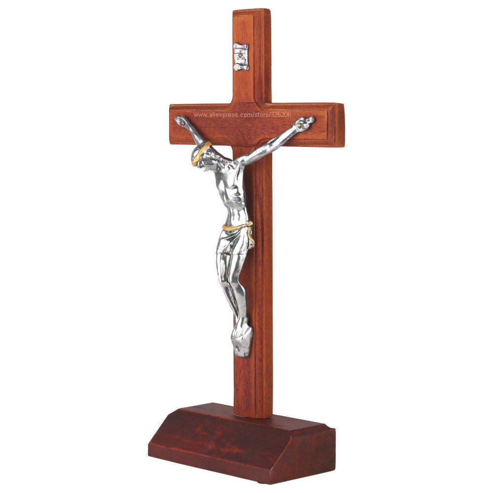 Wood Crucifix Cross Standing Taptable Cross Cathol... – Grandado