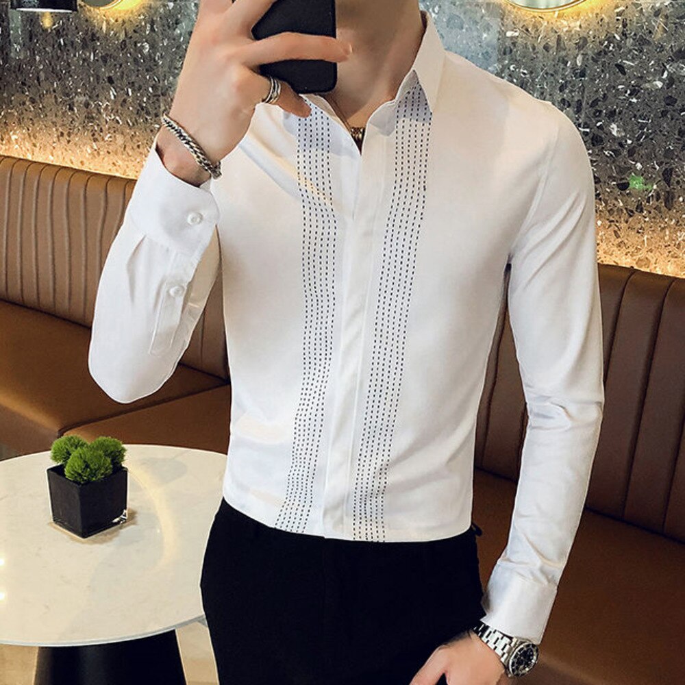 Camisa Sociale Masculina Luxe Streep Print Mannen ... – Vicedeal