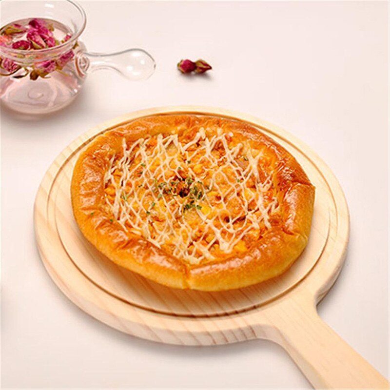 Wooden Pizza board Round with Hand Pizza Baking Tr... – Grandado