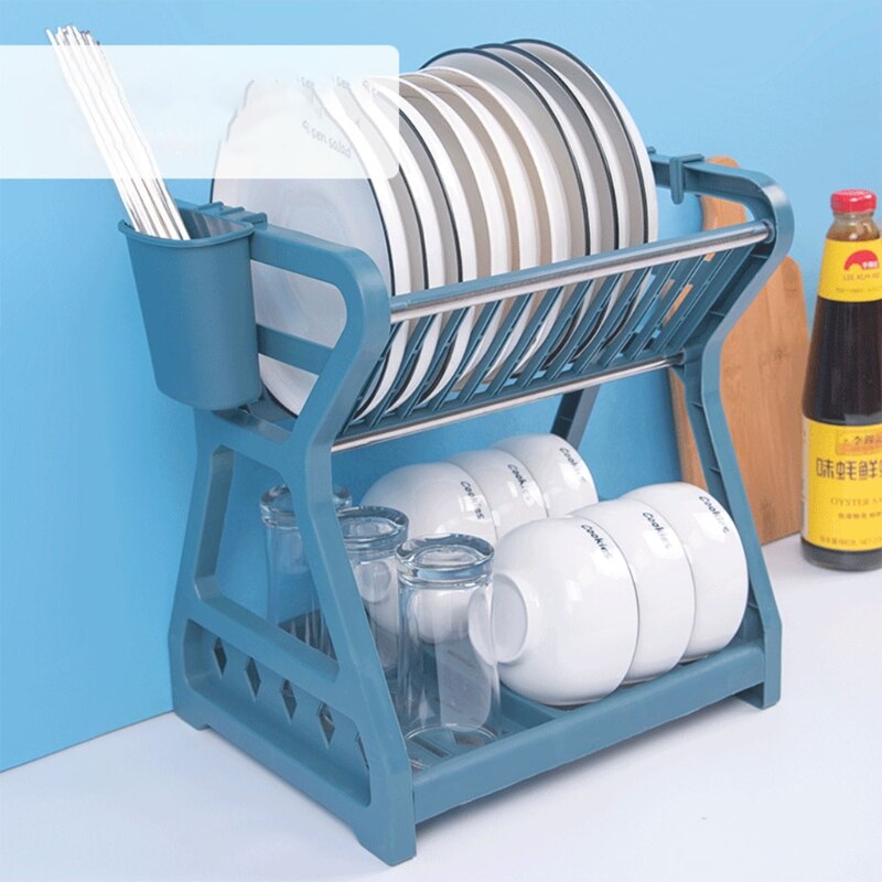 Double-layer Kitchen Dish Bowl Draining Storage Ra... – Grandado