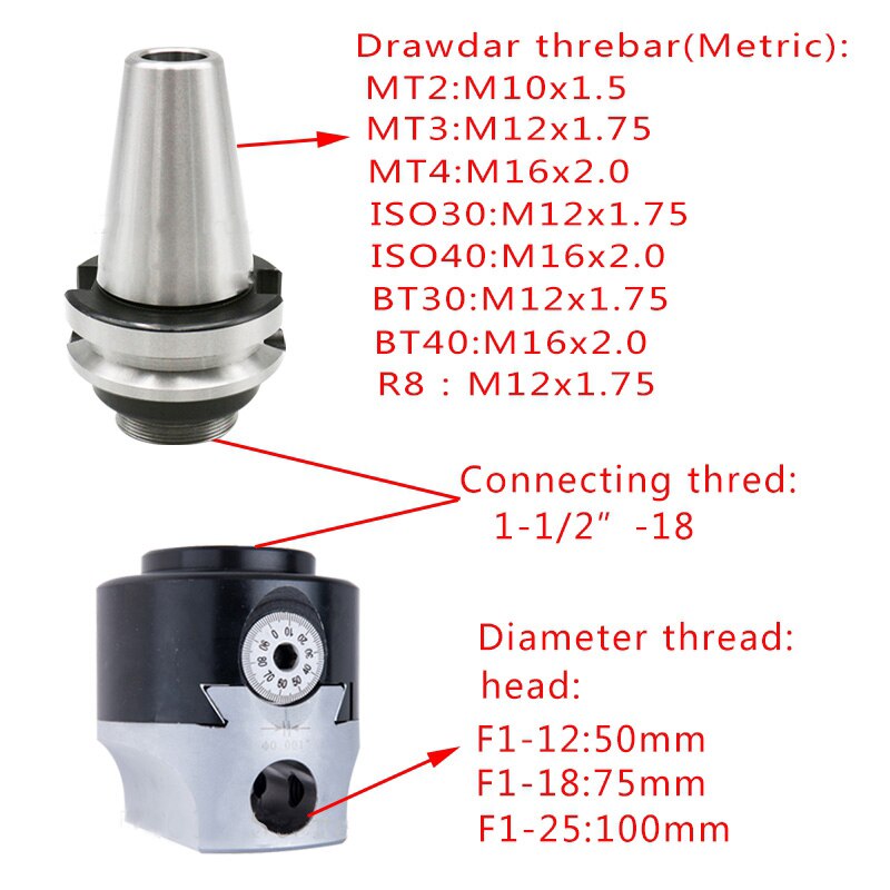 1-1/2 18UNF MT2 MT3 MT4 C20 C25 NT30 BT30 R8 M12 M... – Vicedeal