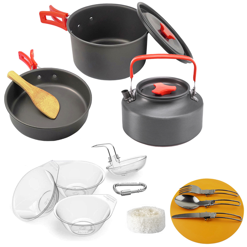 14/3 PCS Camping Cookware Outdoor Aluminum Portabl... – Vicedeal