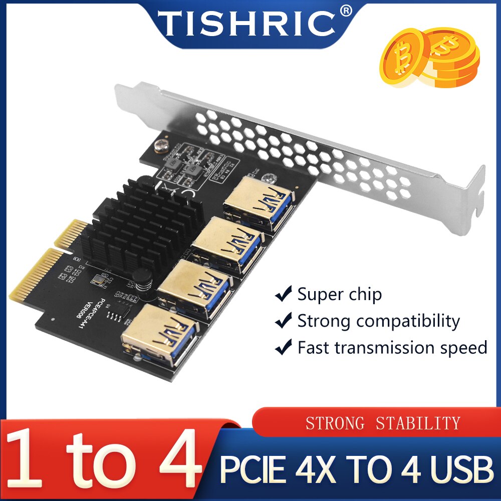 TISHRIC PCIE 1 to 4 PCI Express Multiplier PCIE 4X... – Grandado