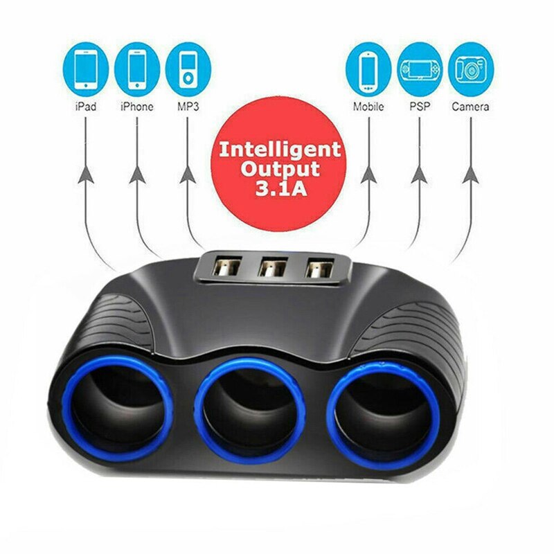3 Way 12V 24V Multi Socket Sigarettenaansteker Spl... – Grandado