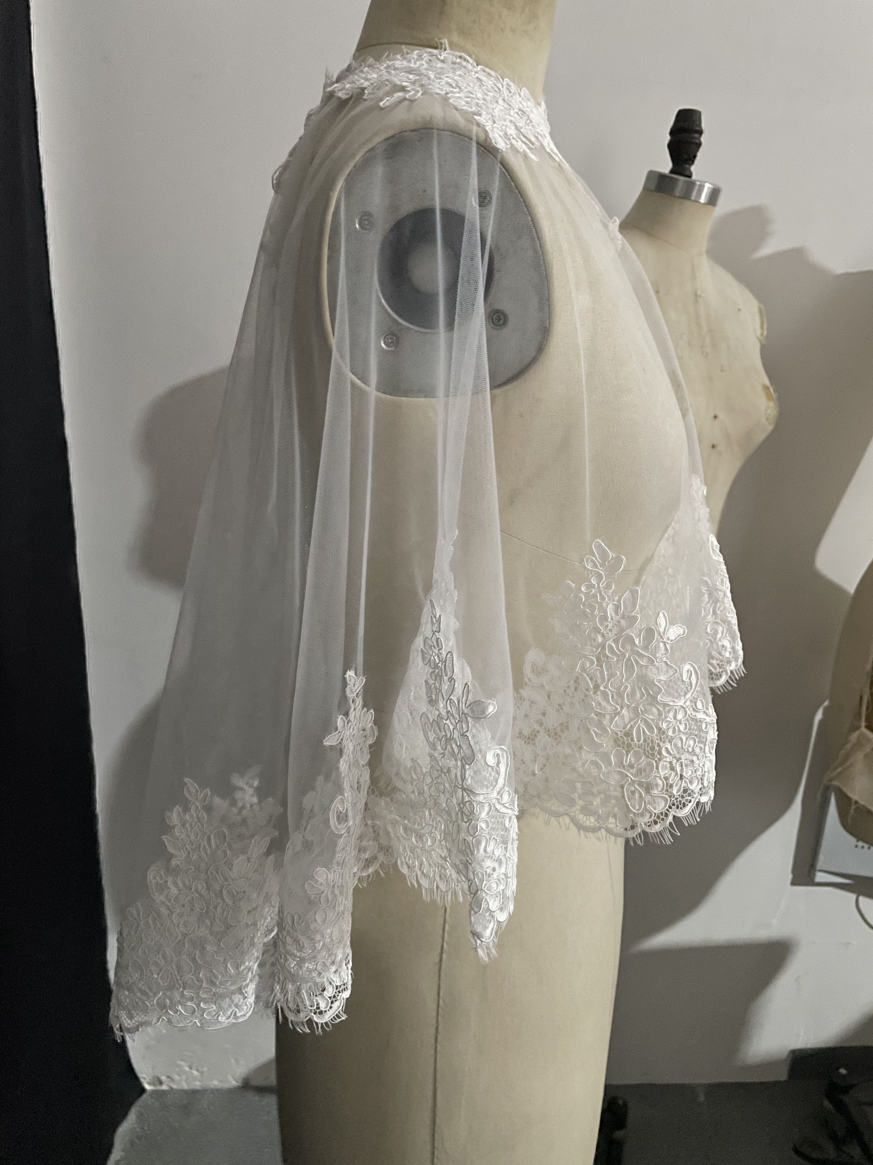 Lace Edge Wedding Shawl wrap in BOLERO Bridal Wedd... – Vicedeal