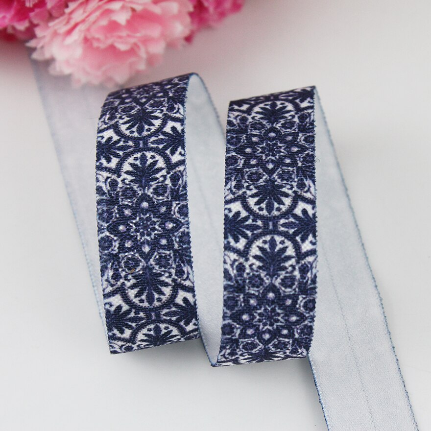 16mm blue aztec flower printed polyester webbing f... – Vicedeal