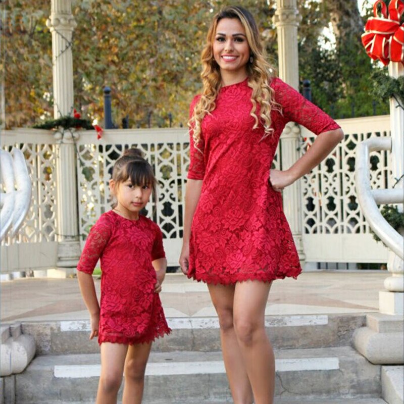 Família combinando roupas moda mãe filha vestidos ... – Grandado