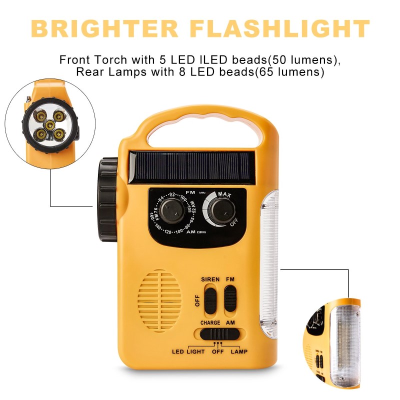 Hand Crank Camping Home AM LED Lamp Automotive Ele... – Grandado